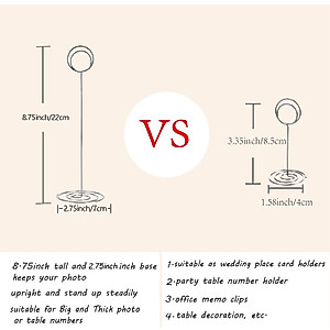 Radezon 10 Pack 8.75 inch Tall Table Number Holders Place Card Holder Table Picture Holder Wire Photo Holder Clips Picture Memo Note Photo Stand (Silver)