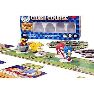 Sonic The Hedgehog Crash Course Board Game – Fast Racing Game by IDW Games for 2-4 Players, Ages 8+ – Build-as-You-Play Tracks, Collect Chaos Emeralds, Fun Family Game, Pre-Painted Miniatures