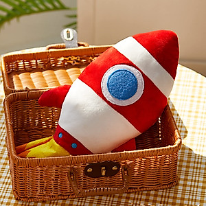 BSTAOFY Light up Red Rocket Plush Toys Stuffed LED Glow Soft Cozy Nightlight Kids Gifts for Toddlers on Birthday Valentines Christmas, 14.5’’