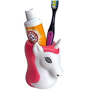 Lily's Home Kids Toothbrush with Flashing Timer with a Cup, Toothbrush Cover and Toothbrush Holder. Unicorn