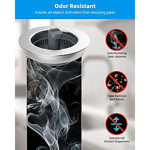 Hibbent 3 in 1 Kitchen Sink Drain Strainer and Stopper Combo, Chrome Stainless Steel Wraped Shell, Anti-Clogging Basket Strainer with Foldable Handle for US Standard 3-1/2" Drain