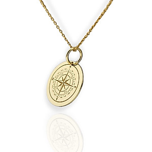DANELIAN 14K Solid Gold Compass Pendant, North Star Compass Necklace (No Chain Included, 0.55 inches / 13.9mm)