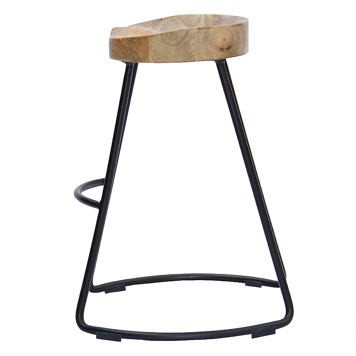The Urban Port Wooden Saddle Seat Barstool with Tubular Metal Base, Small, 24-Inch