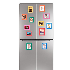 Raxwalker 12 Magnetic Photo Frames Refrigerator Magnets Holds 4x6 3.5x5 2.5x3.5 Inches Picture for Home Office School Lock Storage(Colorful)
