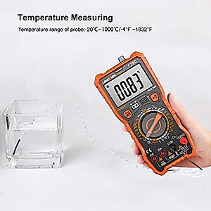 Digital Multimeter, LOMVUM TRMS 6000 Counts Electrical Tester AC/DC Amp Ohm Voltage Tester Meter with Temperature Frequency Resistance Continuity Capacitance Diode and Transistor Test