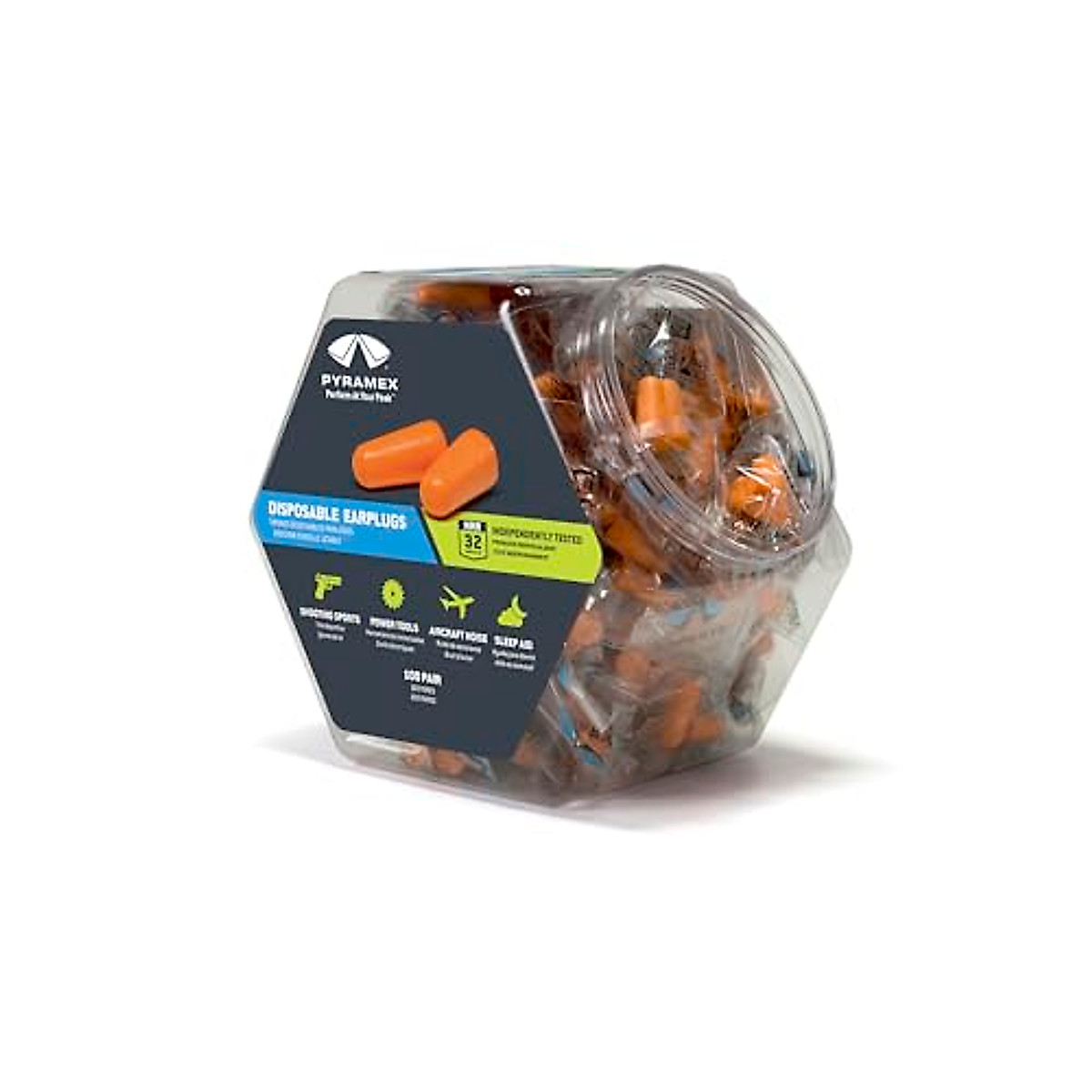 Pyramex Safety PYDP1000BN Disposable Uncorded Earplugs - 100-Pair Bin Display for Retail