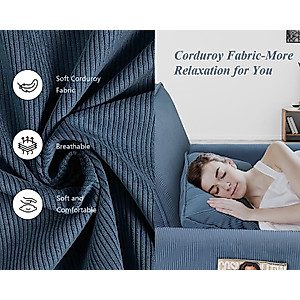 SEJOV Convertible Sofa Bed, 3 in 1 Couch Pull-Out Bed, Loveseat Sleeper Sofa Bed with 3 Adjustable Backrest, Recliner with Throw Pillow, Small Space for Living Room, Apartment, Bedroom, Blue