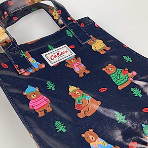 Cath Kidston S Bookbag Oilcloth Mini Open Top Handle Bag Small Size Dog Portraits Pattern Warm Cream Color (Woodland Bear)