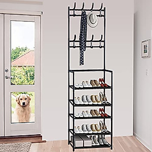 Shoe Rack For Closet,Shoe Organizer With Hat Bag Coat Hanger Racks,Entryway Stand Shelf For Shoes Storage And Organization, 5 tiers (60cm)