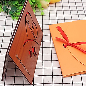 Creawoo Wooden Mothers Day Card for Mom Wife, Best Mom Ever Greeting Cards with Envelope, Happy Mother's Day, Birthday, Holiday Gift Cards from Daughter, Son