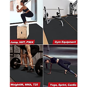 7' x 5' x 7mm Extra Large Exercise Mat, [35 Sq.Ft] Heavy-Duty & Extreme Non-Slip Rubber Gym Flooring for Home Gym, Pro Yoga Mat Gym Mat for Home Workout & Exercise Equipment, Shoe-Friendly Thick Workout Mat, with Portable Storage Bag