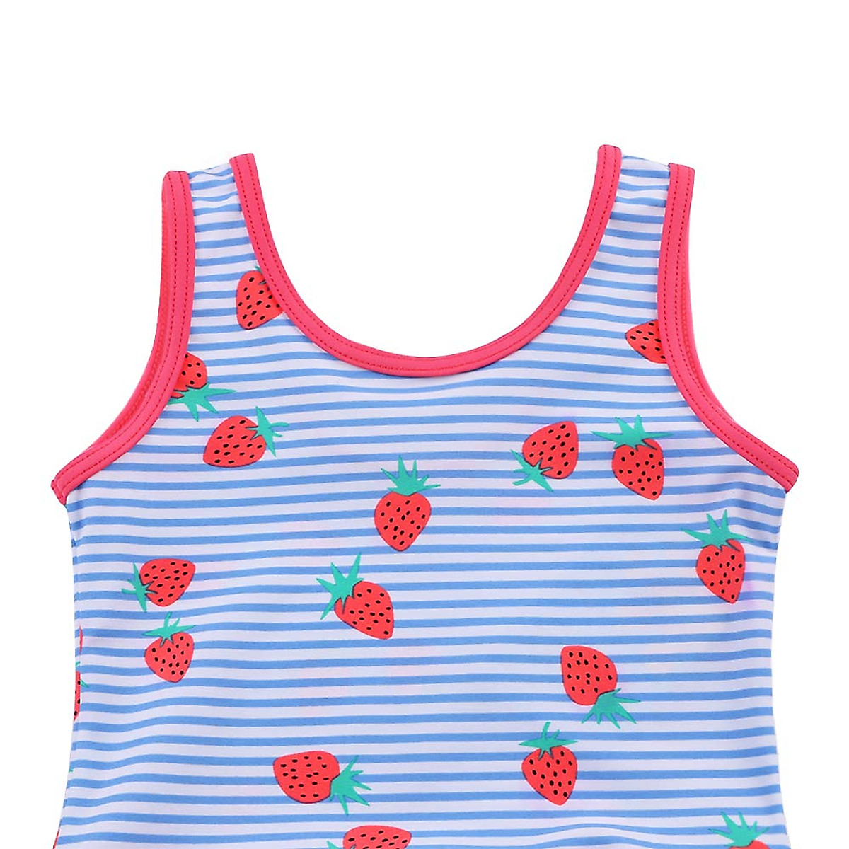 BAOHULU Toddler Girls Swimsuit One Piece Cute Floral Dress Swimwear 3-8 Years S283_StrawberryBlue_140/146