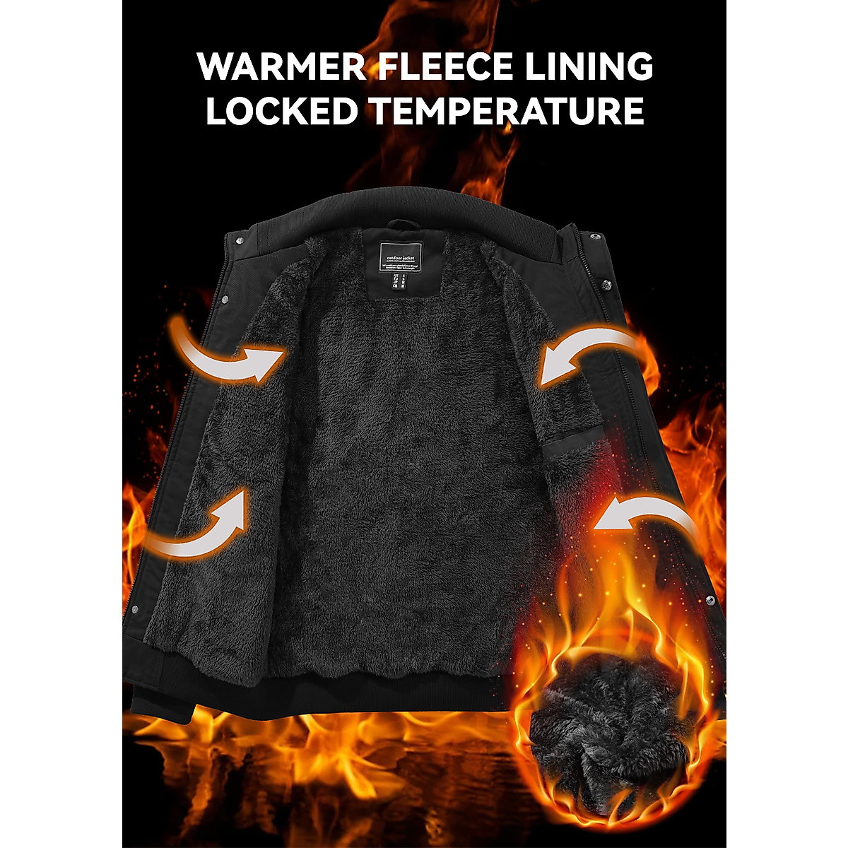 EKLENTSON Mens Winter Jacket Fleece Lined Jacket Military Jacket Men Windproof Jackets Outdoor Jacket Men Fall Jacket for Men