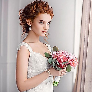 WEBEEDY 4 Pcs Wrist Corsage Wedding Bridal Bridesmaid Hand Flower Wristlet Bracelet for Wedding Decorations Prom