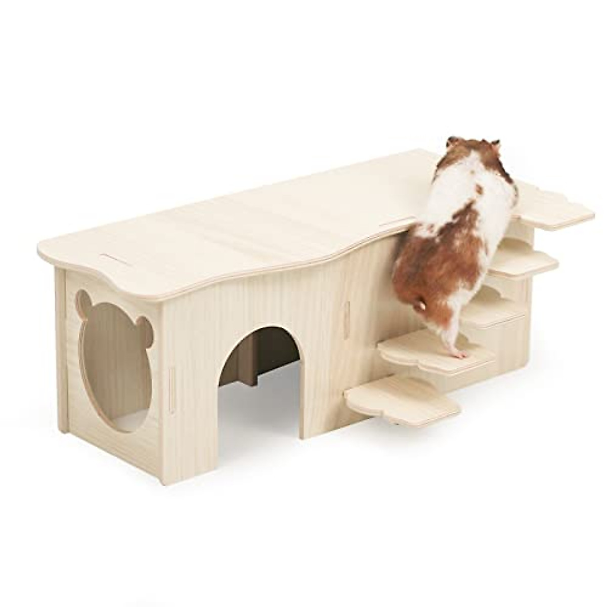 Hamster Maze, Multi Chamber Hideout Wooden Hamster Houses with Steps Activity Hamster Burrow Large Sports Fun Hamster Huts for Syrians Dwarf Hamster Gerbil