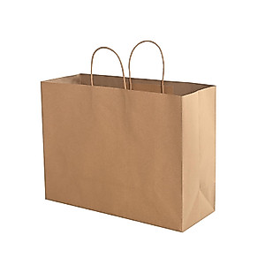 Brothersbox Large Brown Paper Bags with Handles 50PCS Kraft Gift Bags Bulk, 16 * 6 * 12 Inch for Birthday Party Grocery Retail Shopping Business