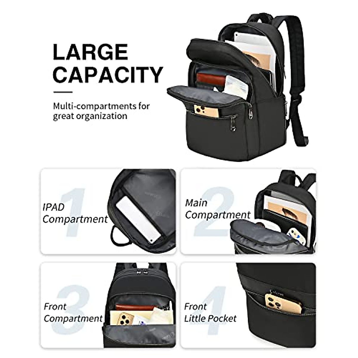 BRINCH Mini Backpack Purse for Women, Fashion Small Backpack with Multi-pocket Water Resistant Travel Backpack Casual Daily Daypack for Ladies Teen Girls