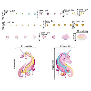 wondever Unicorn Wall Stickers Pink Animals Dot Heart Peel and Stick Wall Art Decals for Girls Birthday Party Baby Nursery
