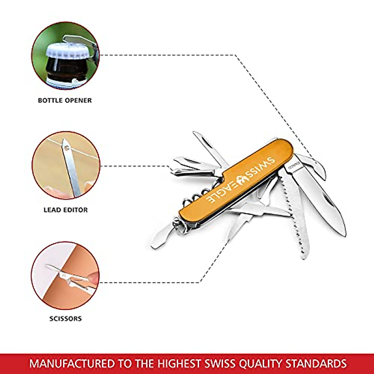 Swiss Eagle Multi-Tool Army Knife - Packs 11 Tools In Your Pocket