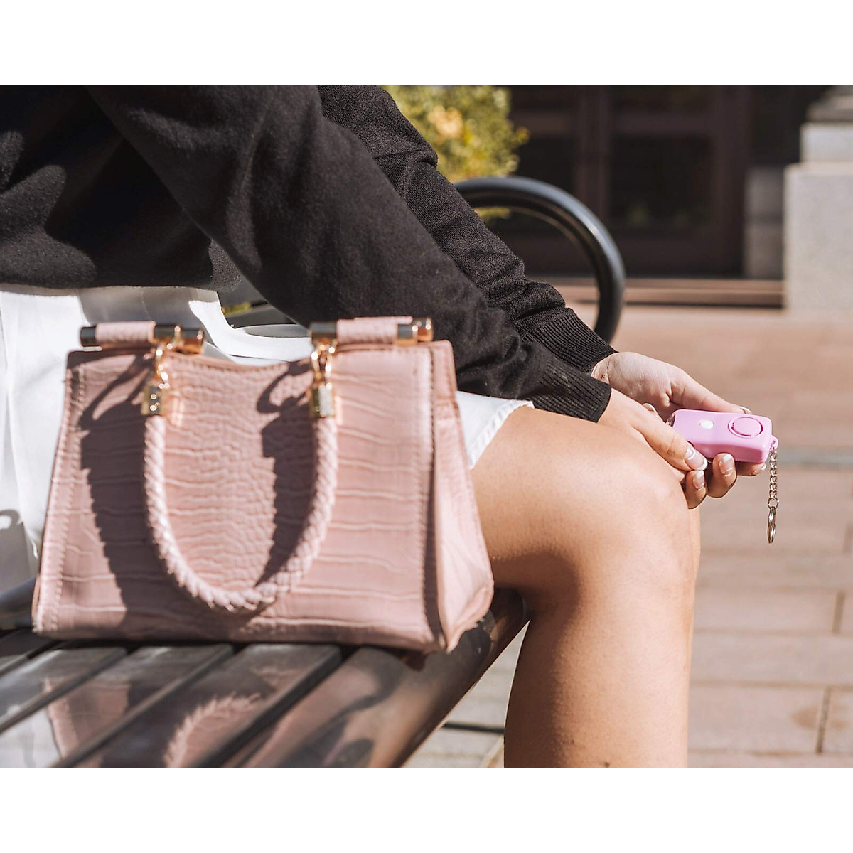 ARMADILLO DEFENSE Pepper Spray and Personal Alarm Key Chain Bundle (2 Pack) for Protection and Self Defense, Safeguard for Women and Men, Tear Gas and Panic Button (Pink)