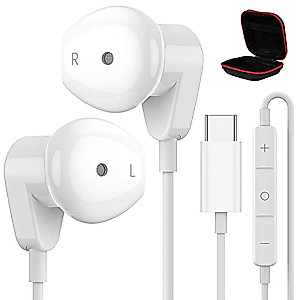 USB C Headphones for iPad Pro,USB Type C Earphones HiFi Stereo USB C Wired Earbuds with Microphone Volume Control for Samsung S23 Ultra S22 S21 S20 FE Note20 A53 Z Flip,Pixel 7 6 6a 5 4,OnePlus 10 9