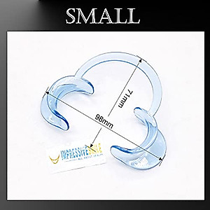 Impressive Smile Dental Cheek Retractor Mouth Opener for Teeth Whitening Clear Blue C-Shape (Size S, M, L Pack of 3)