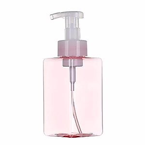 FKJLUN Soap Dispenser Pump Square Clear Foaming Bottle Liquid Soap Whipped Mousse Points Bottling Shampoo Lotion Shower Gel Foam Pump Bottles Ending Hand Lotion Bottle (Color : 450ml Pink)