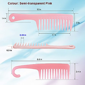 2 PCS Ancgreen Wide Tooth Comb Detangling Comb Shower Comb with Hook Hair Comb Brush for Women Curly/Wet/Dry/Long/Thick Hair (Pink)