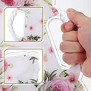 Cabilock Square Food Tray with Handle Floral Pattern Fruit Plate Snack Dessert Tray Pastry Plate Spill Proof Plastic Serving Tray Food Veggie Fruit Coffee Organizer Tray for Kitchen Bathroom Home