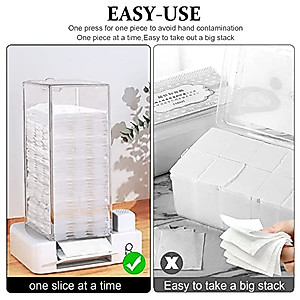 Nacai Automatic Cotton Pad Dispenser, Press Out Cotton Square Holder Vanity Cosmetic Makeup Cotton Pads Organizer
