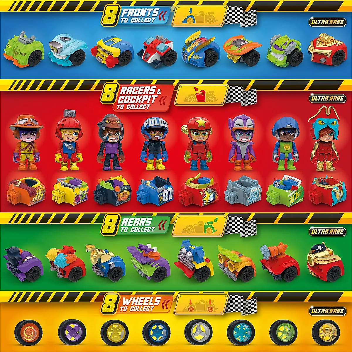 T-Racers 8431618020524 2 Series 2 – Surprise Driver. Build, Mix and Race Car can be Taken Apart and All Parts are Interchangeable. Includes The Complete Collection, Multicoloured, One Size