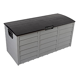 Gerrit All Weather UV Pool Deck Box Storage Shed Bin Backyard Patio Outdoor w/Wheel