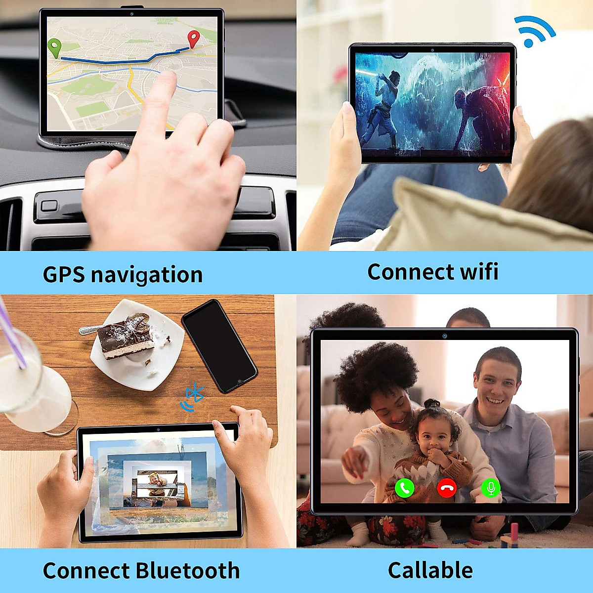 AOYODKG 2023 Newest Tablet with Keyboard 10 Inch, Android Tablet Newest Octa-core Processor, 64GB ROM + 4GB RAM Storage, 256GB Expandable, 2 in 1 Tablet with WiFi, GPS, 1920x1200 HD Display -Black