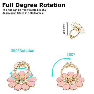 Finger Ring Stand,2 Pack Luxury Glitter Diamond Magnetic Universal Metal Smartphone Finger Ring Grip Holder Kickstand for iPhone/iPad/Samsung/HTC/Nokia/Cellphones/Tablet, Flower, White+Pink