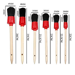 SUBANG 11 Pieces Car Detailing Brush Set for Cleaning Wheels,Interior,Exterior,Leather, Includes 6 Pcs Wooden Handle Boar Hair Automotive Detail Brush,3 Pcs Wire Brush and 2 Pcs Air Conditioner Brush