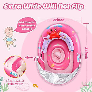 LAYCOL Baby Pool Float with UPF50+ Sun Protection Canopy & Toy Play Console，Infant Baby Floats for Pool，Toddler Pool Float for 3-36 Months