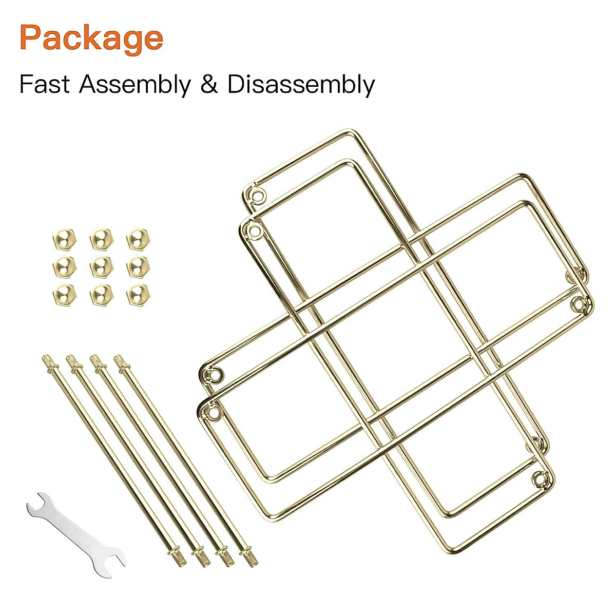 Yimerlen Tabletop Wine Rack, Geometric Countertop Wine Holder, Metal, Capacity - 6 Bottle (Gold)