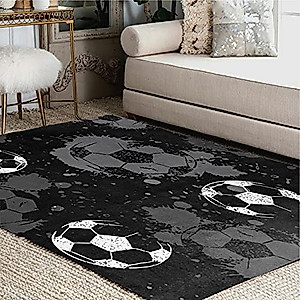 ALAZA Abstract Football Soccer Ball Watercolor Area Rug Rugs for Living Room Bedroom 7' x 5'