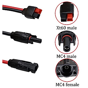 HCFeng 10AWG( M-C-4 )Connector to (an-der-Son )Female Power Solar Panel Cable Connector, Solar Connector to Ads Port Adapter for Goal Zero Yeti Portable Outdoor RV/Van Camping[60cm/2ft]