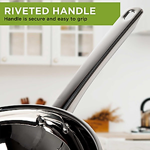 Ecolution Classic Stainless Steel Fry Pan, Professional Quality Sauté, Encapsulated Base, Comfort Grip Riveted Handles, All Cooktop Safe, Oven Safe, Dishwasher Safe, 8-Inch