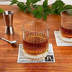 Restaurantware Elysia 12 Ounce Whiskey Glasses 12 Cut Rocks Glasses - Lead-Free Weighted Base Clear Glass Tumblers Dishwasher-Safe For Scotch Bourbon And Cocktails