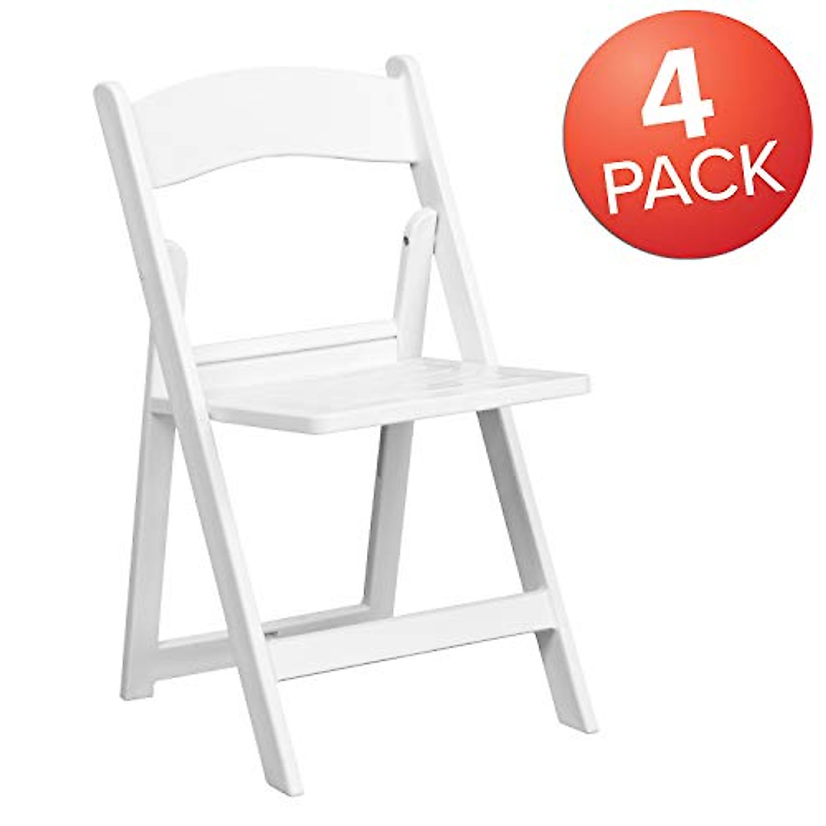 Flash Furniture 4 Pack HERCULES Series 1000 lb. Capacity White Resin Folding Chair with Slatted Seat
