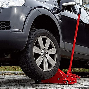 BIG RED T83014-2 Torin Floor Jack: Hydraulic Pro Series Car Jack with Foot Pedal and Single Quick Lift Piston Pump, 7,000 lbs. Capacity, Red