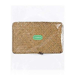 Vosarea Rattan Storage Basket,Straw Seaweed Basket, Hand-Woven Storage Basket Multipurpose Container with Lid for Desktop Home Decoration (10inch)