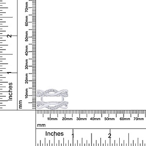AFFY 1.00 Ct Criss Cross Infinity Ring Guard Enhancer in 14K Gold Over Sterling Silver with Cubic Zirconia (White Gold Plated Silver, 7.5)