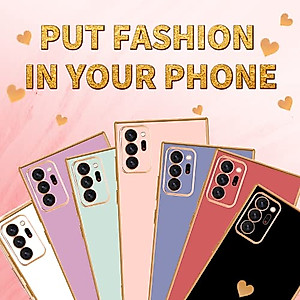 Shorogyt for Samsung Galaxy Note 20 Ultra 5G/4G Heart Case Cute Aesthetic Love Hearts Pattern Girls Women Black Gold Luxury Girly Design Phone Cases Cover+Screen+Chain for Note20 Ultra 6.9 Inch