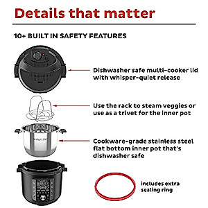Instant Pot Pro 10-in-1 Pressure Cooker, Slow Cooker, Rice/Grain Cooker, Steamer, Sauté, Sous Vide, Yogurt Maker, Sterilizer, and Warmer, Includes App With Over 800 Recipes, Black, 6 Quart