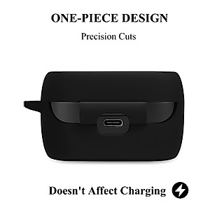 VAEKNVG Silicone Case Compatible with Jabra Elite 3, Shockproof Protective Earbuds Case with Carabiner Accessories(Black)