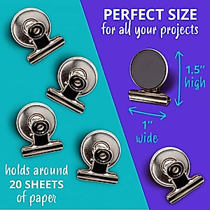 Papercode Magnetic Clips for Whiteboard & Fridge - 12 Pack Scratch-Free Refrigerator Magnet Clips Heavy Duty for Organizing & Decorating Kitchen or Office with Free Notepad