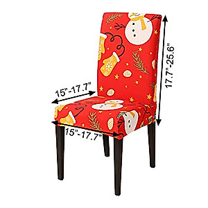 Ogrmar 4PCS Stretch Removable Washable Dining Room Chair Protector Slipcovers Christmas Decoration/Home Decor Dining Room Seat Cover